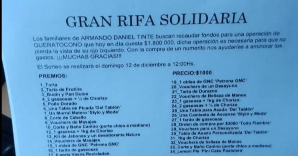 Lanzan una rifa solidaria para ayudar a un jugador de Cuyaya que necesita operarse